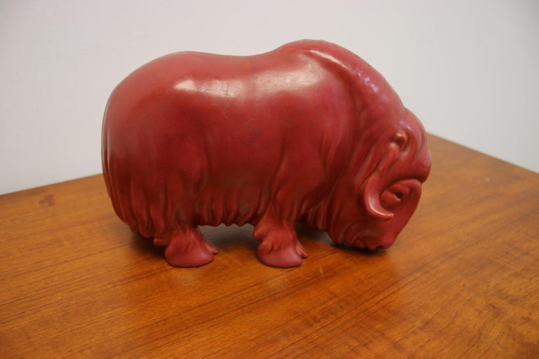 Vintage S.V Lindhart Ceramic Bull Made Denmark For Sale at 1stDibs