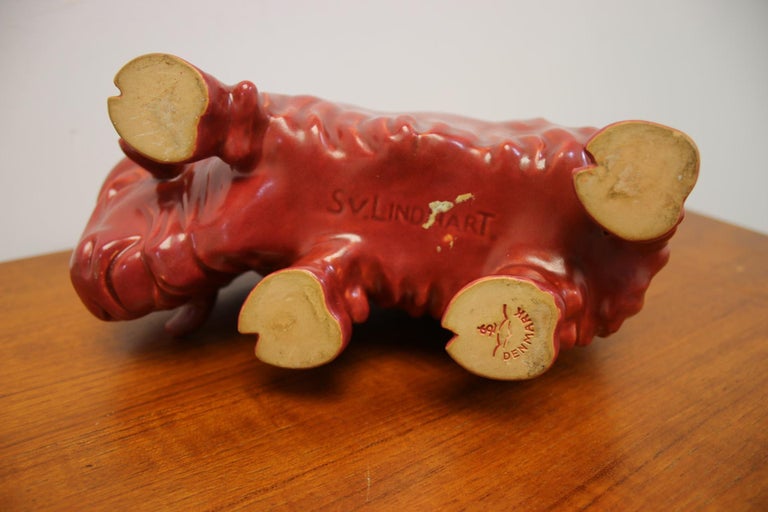 Vintage S.V Lindhart Ceramic Bull Made Denmark For Sale at 1stDibs