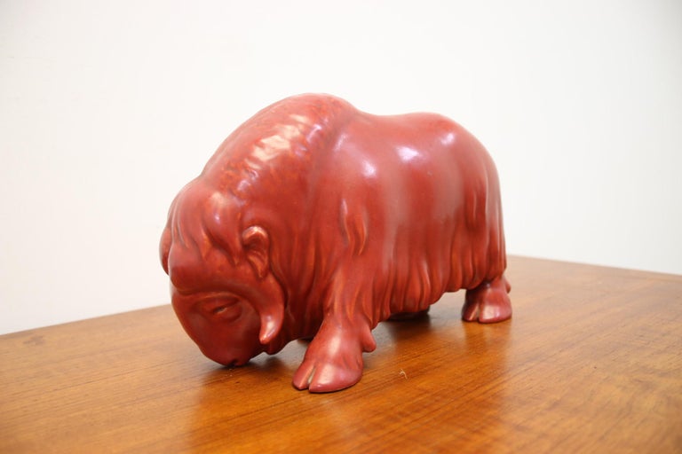 Vintage S.V Lindhart Ceramic Bull Made Denmark For Sale at 1stDibs
