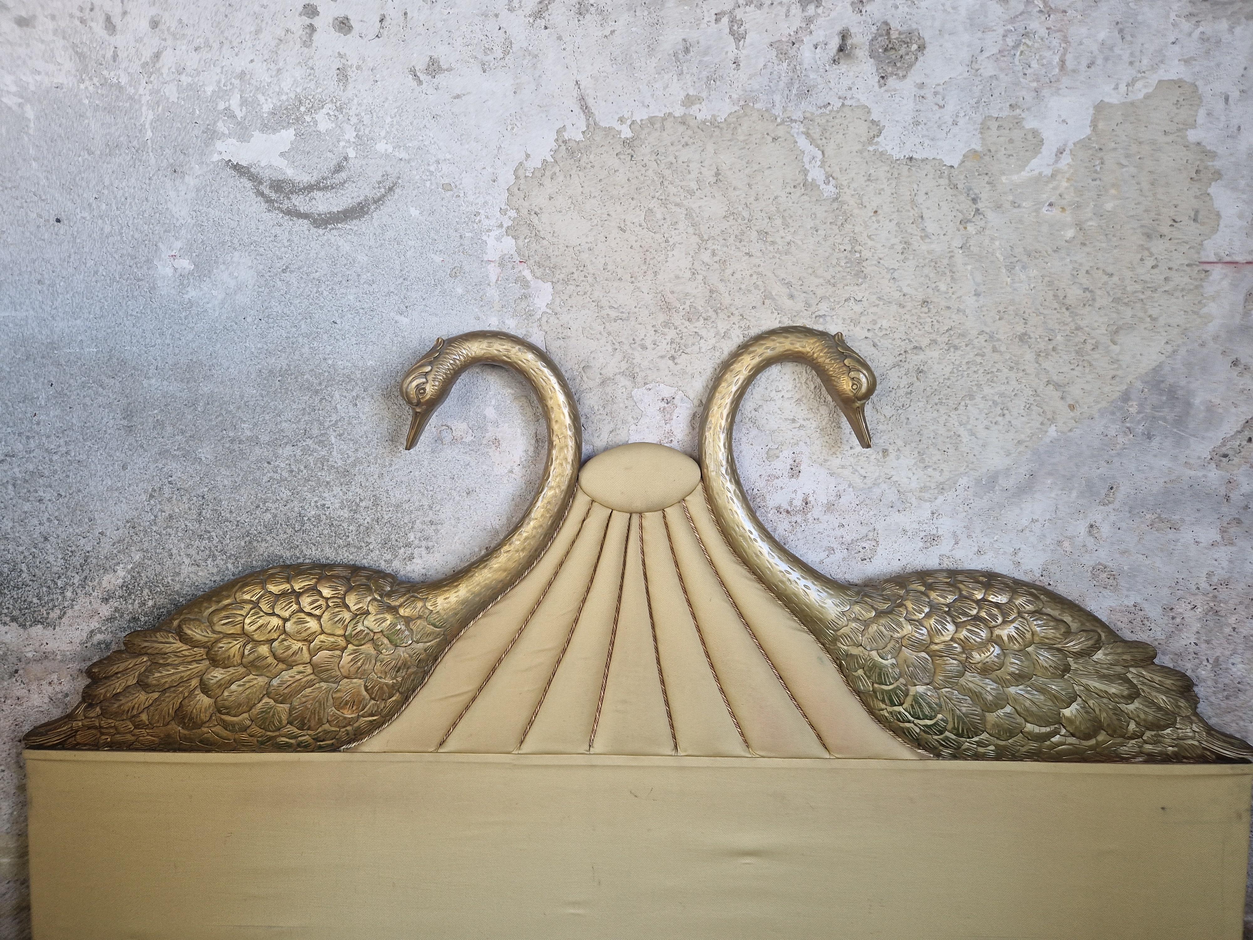 Art Deco Bed Vintage Swan Headboard US KING SIZE For Sale at 1stDibs