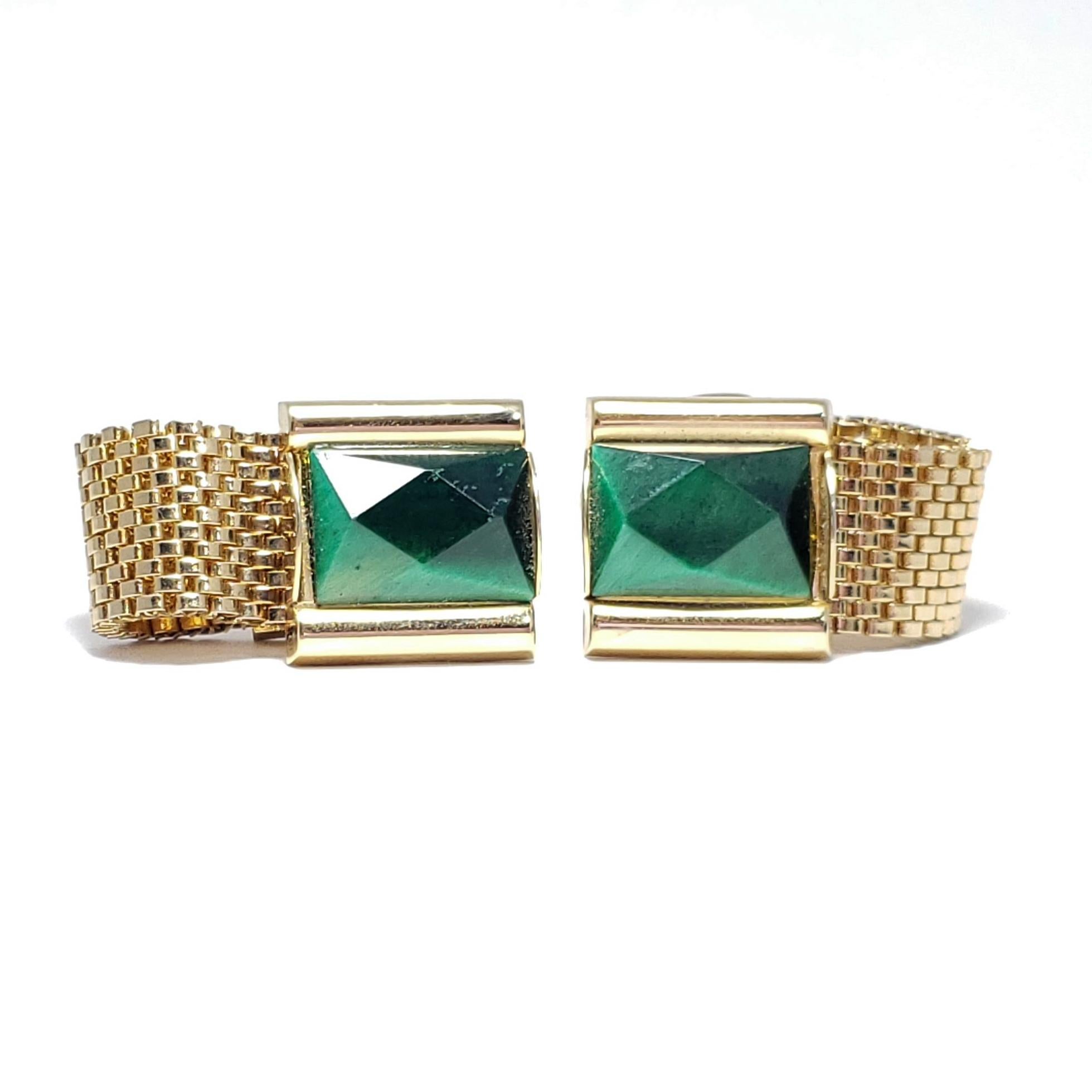 Vintage Swank Tivoli Malachite Crystal Cufflinks and Stud, Gold at ...