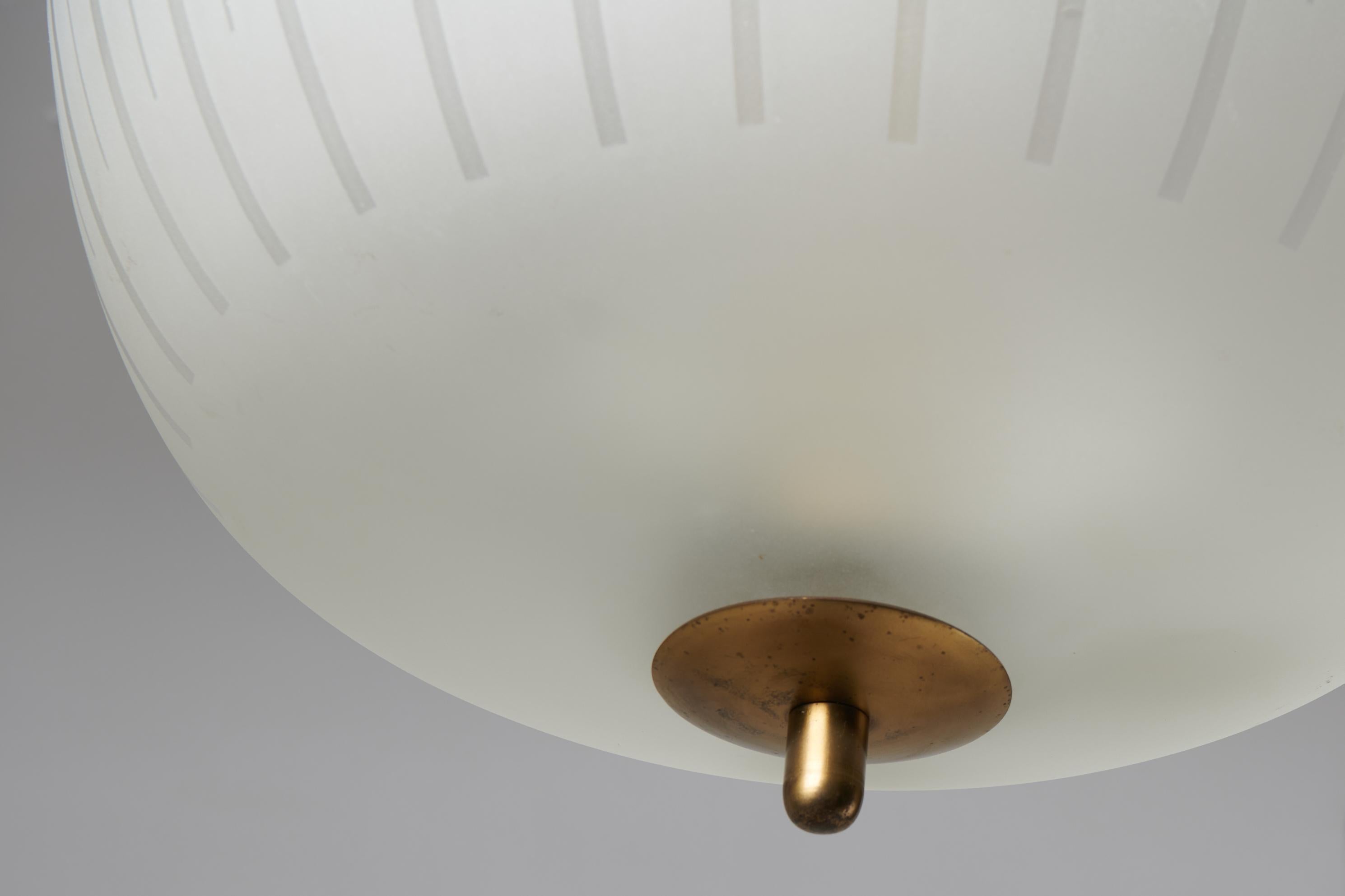 Vintage Swedish 1940s Glass and Brass Ceiling Light For Sale at 1stDibs