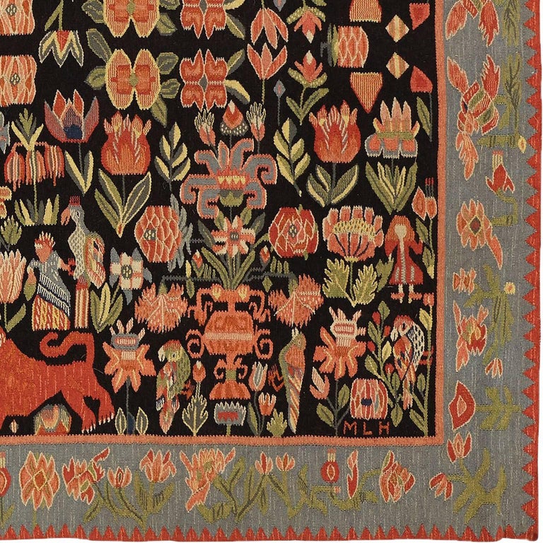 Vintage Swedish Bed Cover/Tapestry by Malmöhus Läns Hemslöj, 1927 For ...
