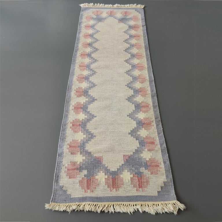Vintage Swedish Flat Weaved Rug Runner, 1950s For Sale at 1stDibs