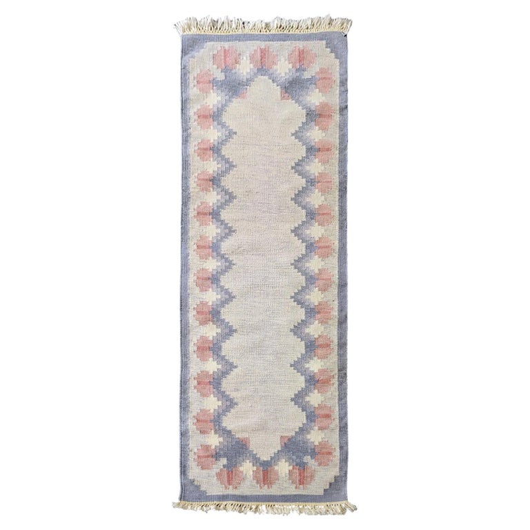 Vintage Swedish Flat Weaved Rug Runner, 1950s For Sale at 1stDibs