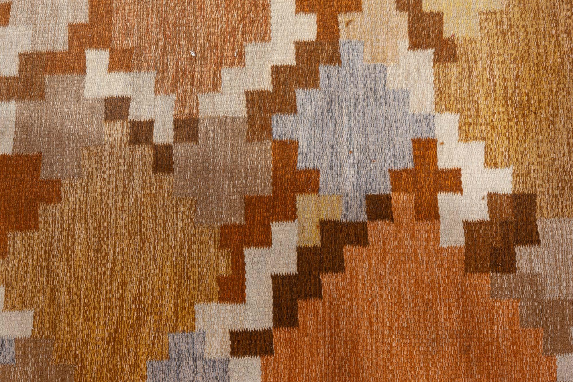 Vintage Swedish Flat Woven Fragment Rug For Sale at 1stDibs