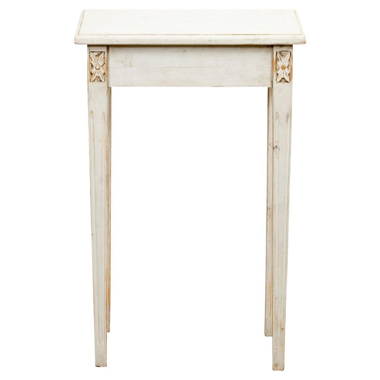 Vintage Swedish Gustavian Style Carved Wood Square Occasional Table For ...