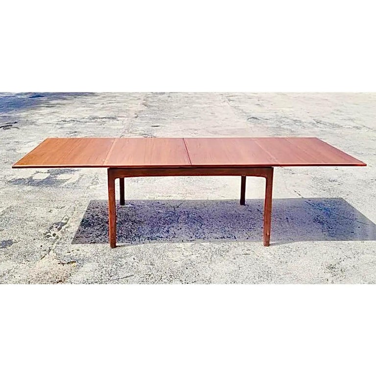 Vintage Swedish MCM Teak Expanding Dining Table For Sale at 1stDibs