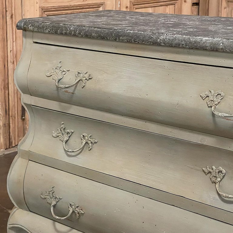 Vintage Swedish Painted Bombe Commode with Faux Marble Top For Sale at ...