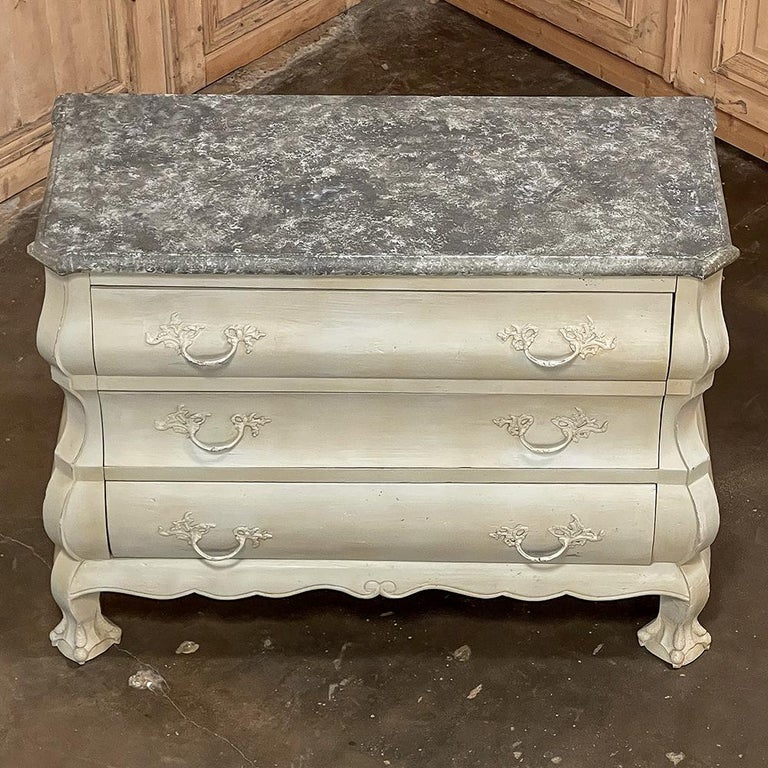 Vintage Swedish Painted Bombe Commode with Faux Marble Top For Sale at ...