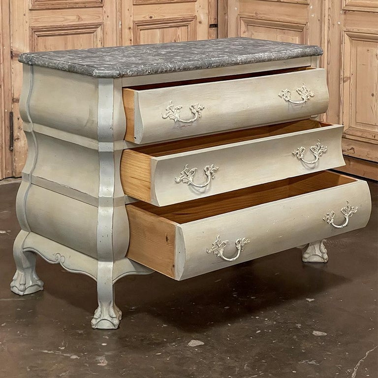 Vintage Swedish Painted Bombe Commode with Faux Marble Top For Sale at ...