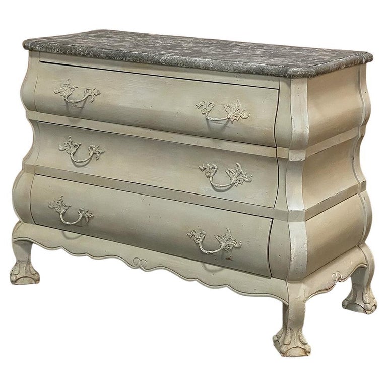 Vintage Swedish Painted Bombe Commode with Faux Marble Top For Sale at ...