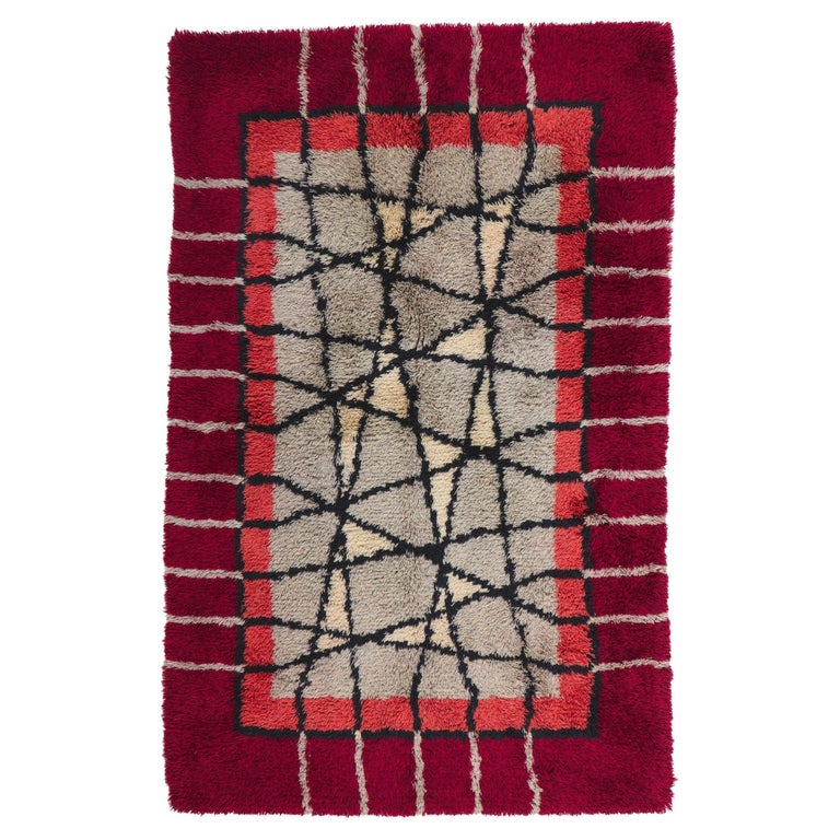 Vintage Swedish Rya Rug with Abstract Expressionist Style For Sale at ...