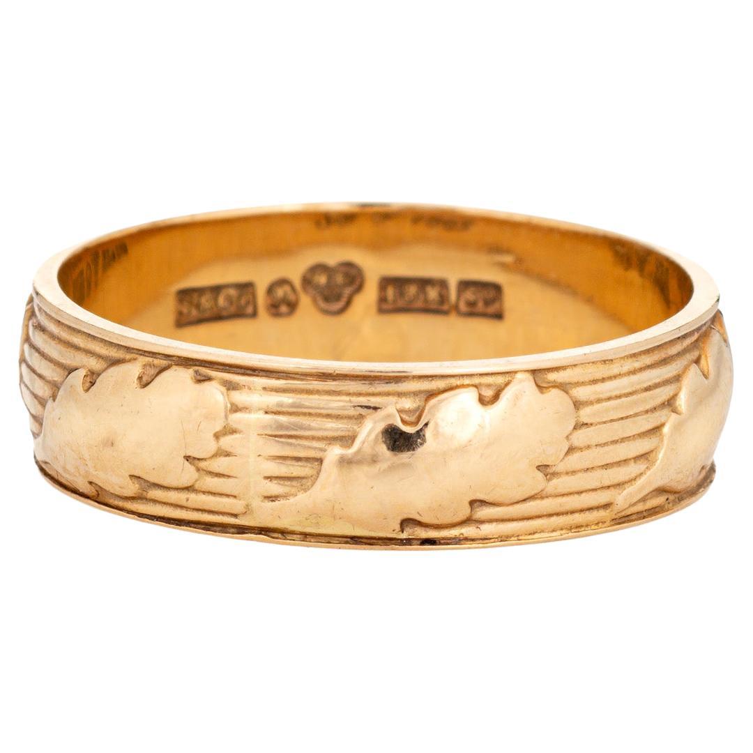 Vintage Swedish Band Wedding 18k Yellow Gold Ring Estate Jewelry For ...