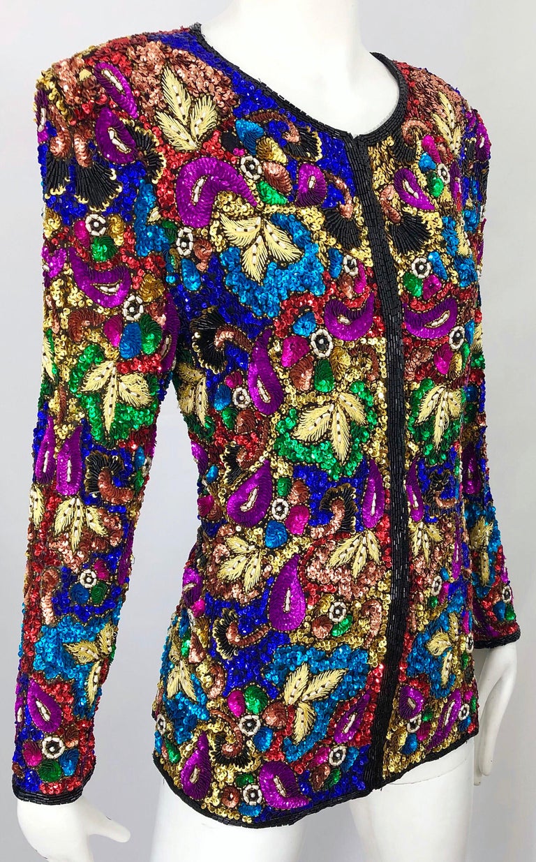 Vintage Swee Lo 1990s Fully Sequined Stained Glass Beaded Vintage Silk ...