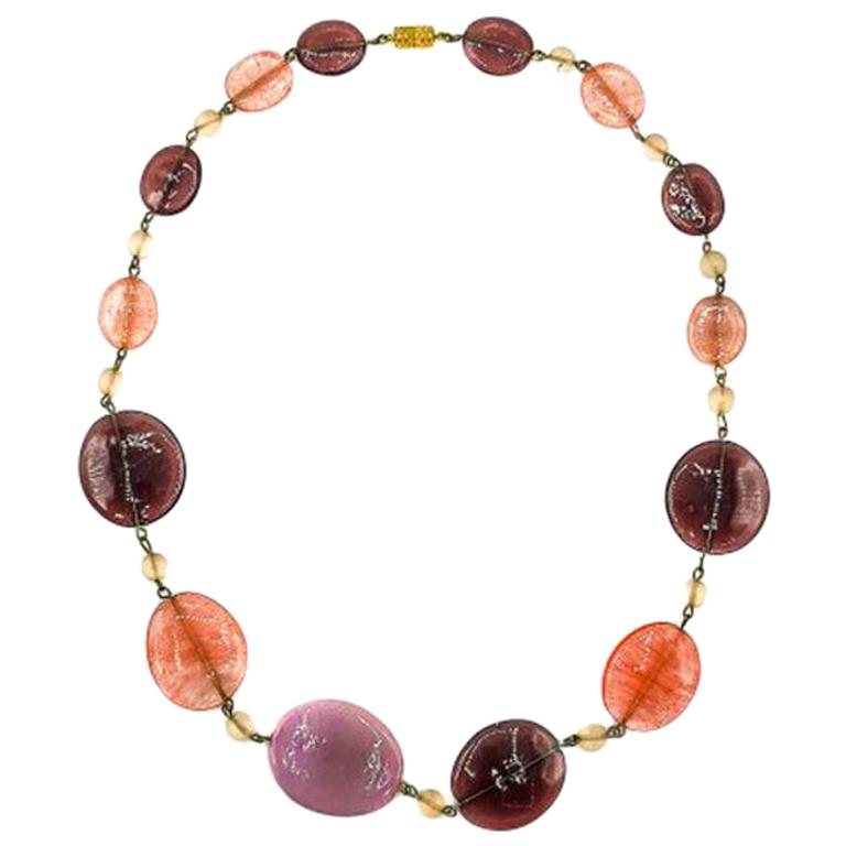 Vintage Sweetie Style Glass Necklace 1950s For Sale at 1stDibs
