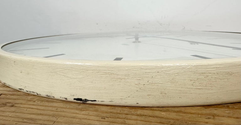 Vintage Swiss Beige Wall Clock from Favag, 1970s For Sale at 1stDibs