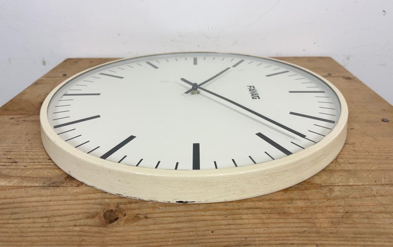 Vintage Swiss Beige Wall Clock from Favag, 1970s For Sale at 1stDibs