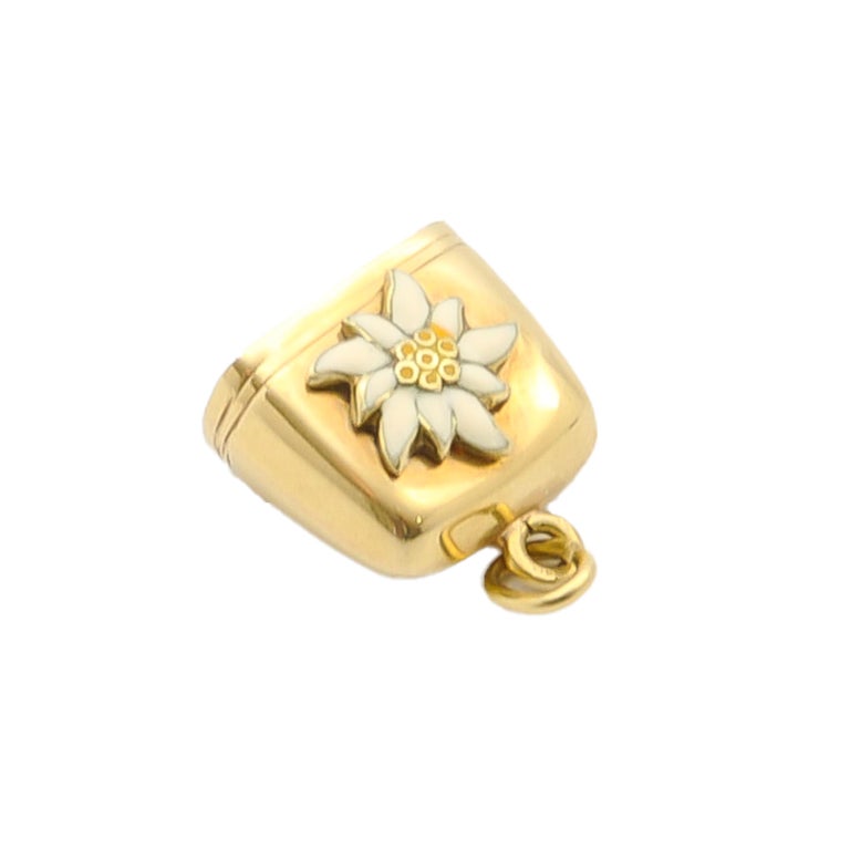 Vintage Swiss Bell and Enameled Edelweiss Heart Charm at 1stDibs