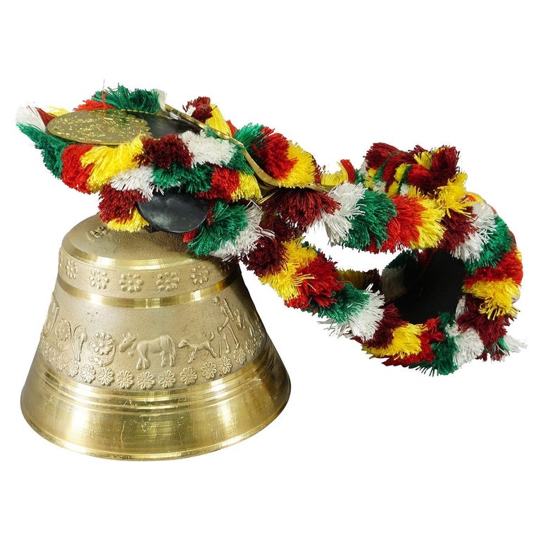 Vintage Swiss Bronce Cattle Bell with Richly Decorated Leather Strap ...