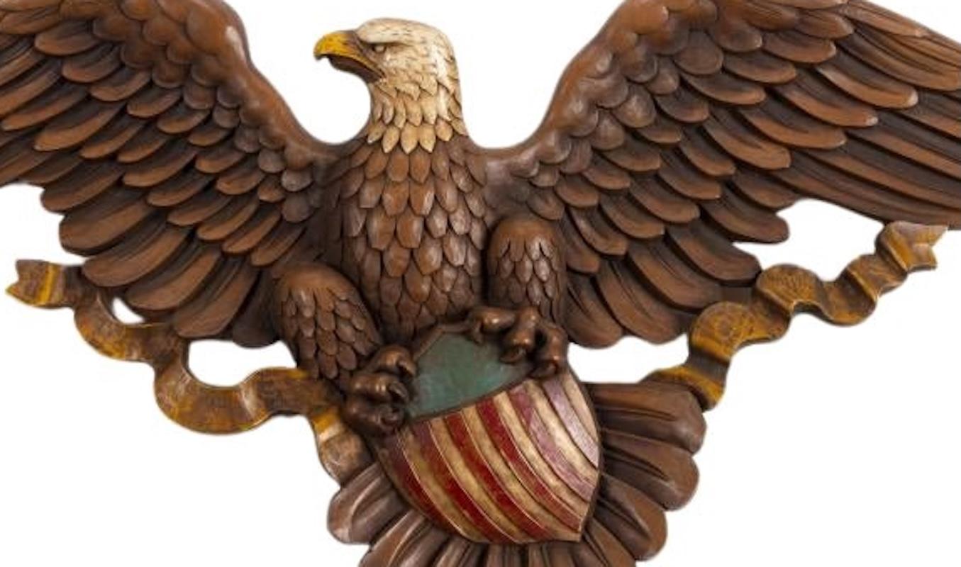 Vintage Syroco Wood Eagle with Federal Shield Wall Plaque, Mid 20th ...