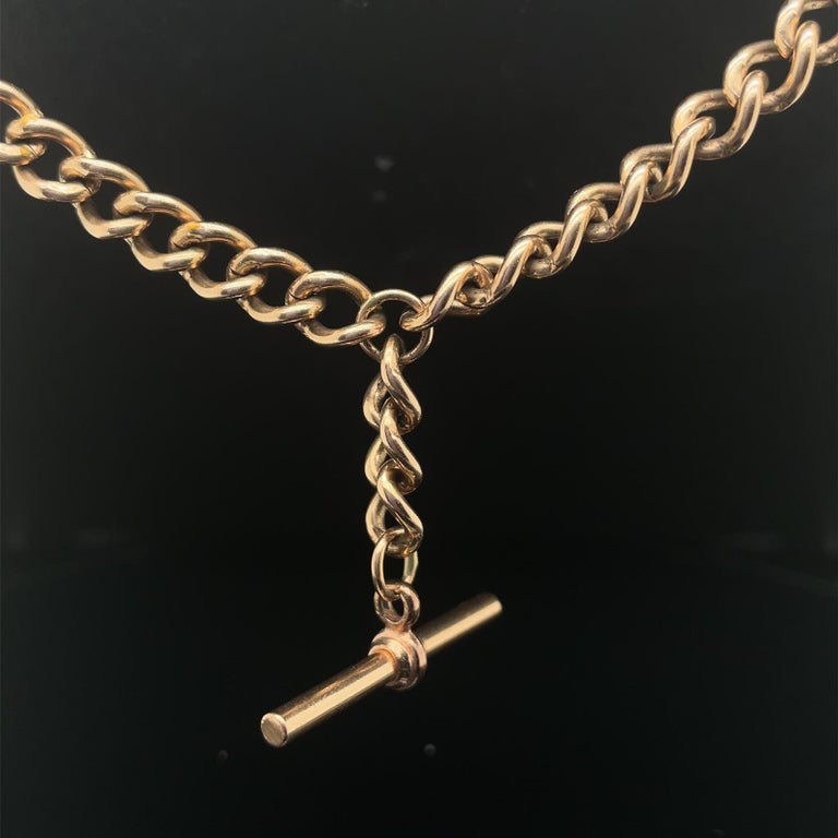 Vintage T Bar Chain 9 Karat Yellow Gold Necklace at 1stDibs