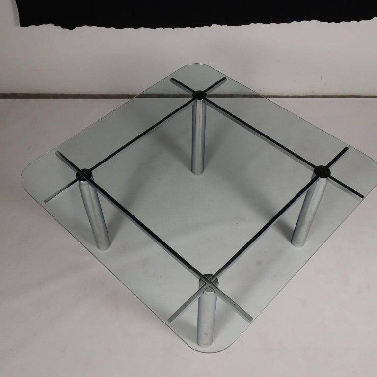 Vintage Table Chromed Metal Glass, Italy, 1970s-80s For Sale at 1stDibs