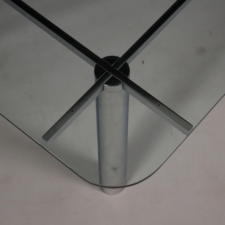 Vintage Table Chromed Metal Glass, Italy, 1970s-80s For Sale at 1stDibs