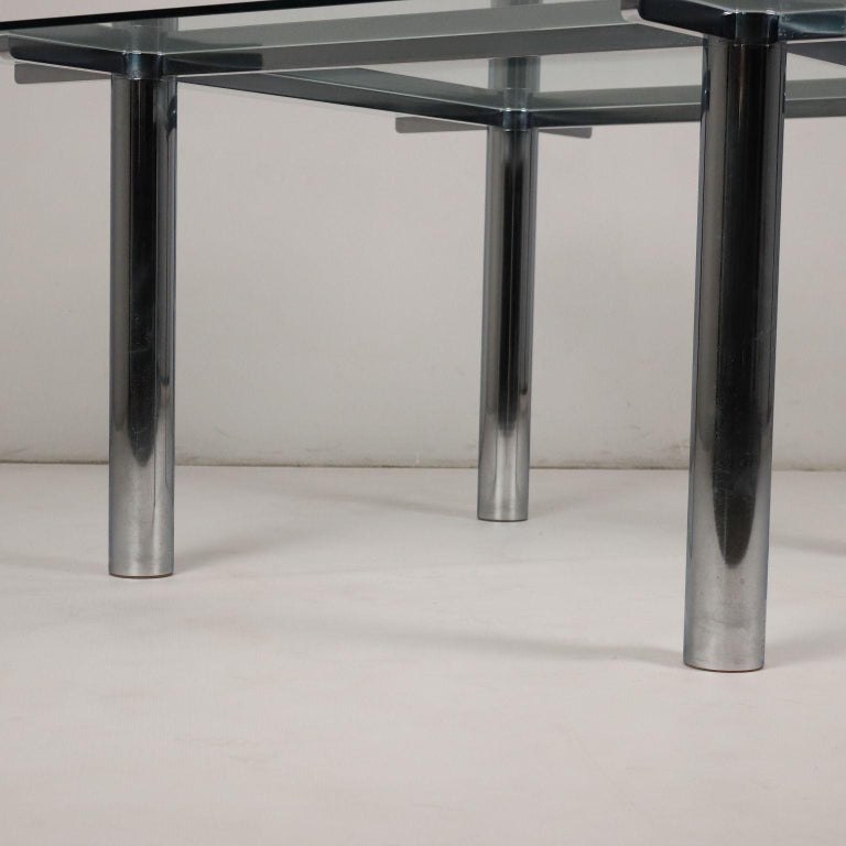 Vintage Table Chromed Metal Glass, Italy, 1970s-80s For Sale at 1stDibs