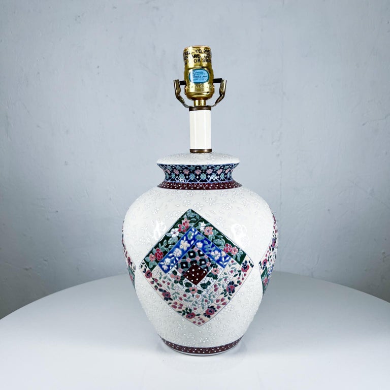 Vintage Table Lamp Asian Ceramic Pottery Pretty Floral Design For Sale ...