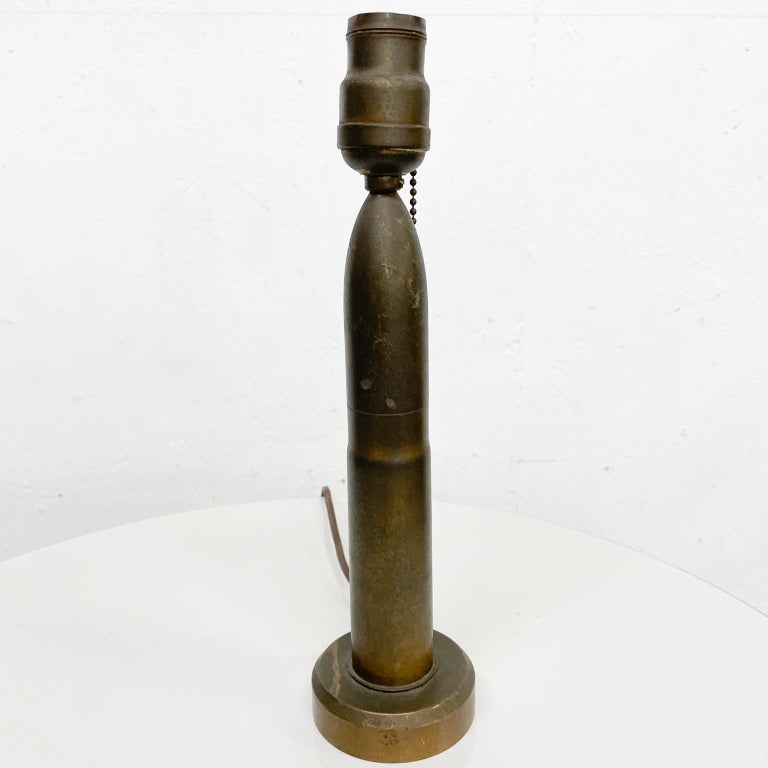 Vintage Table Lamp Military Artillery Shell Bullet Design Patinated ...