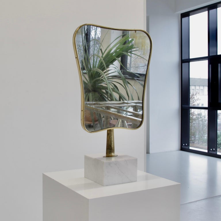Vintage Table Mirror with Marble Base, Italy, 1960's For Sale at 1stDibs