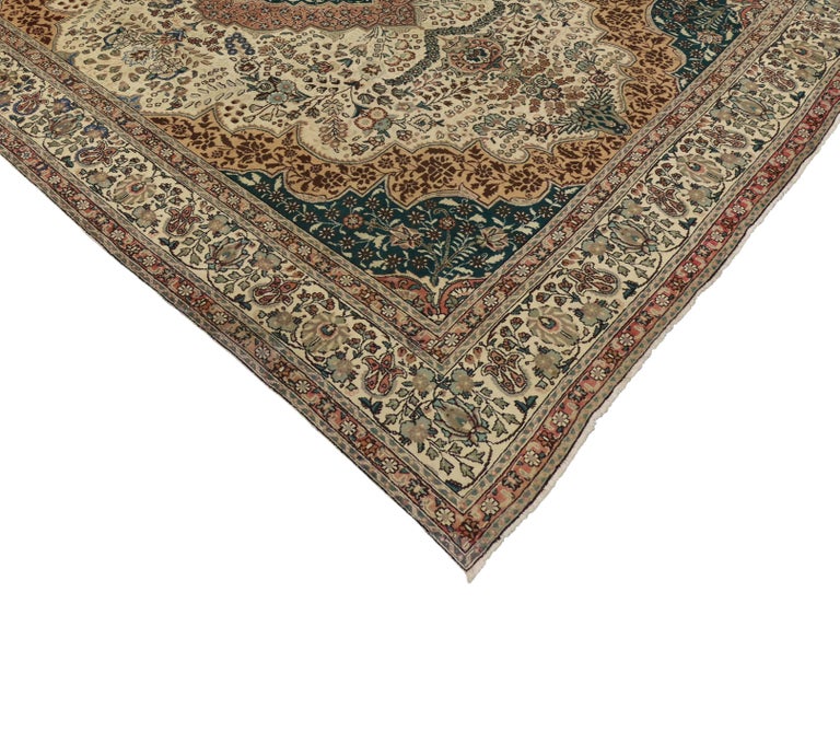 Vintage Tabriz Area Rug with Traditional Style For Sale at 1stDibs