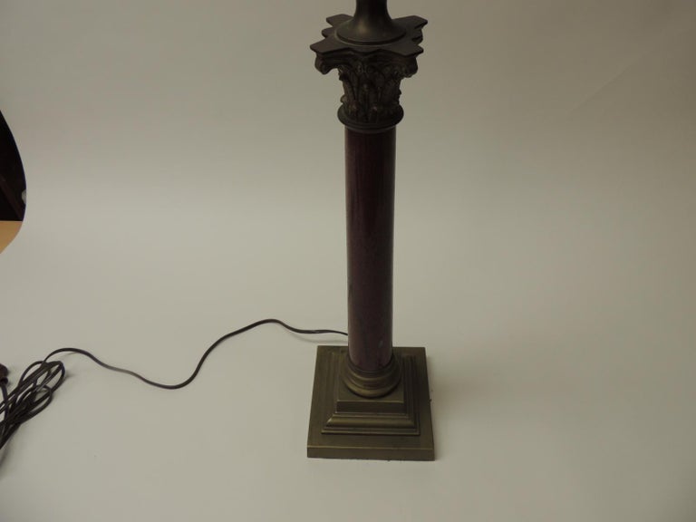 Vintage Tall Red and Grey Porphyry Corinthian Column Table Lamp at 1stDibs