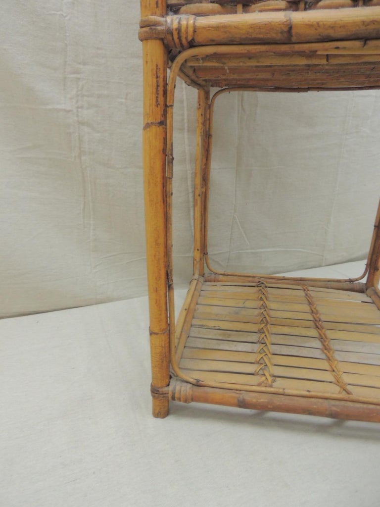 Vintage Tall Square Bamboo Planter For Sale at 1stDibs