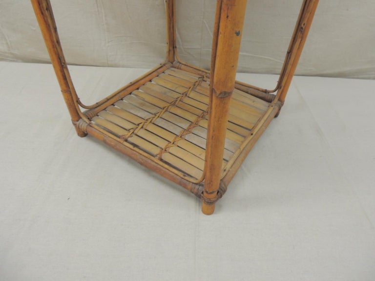 Vintage Tall Square Bamboo Planter For Sale at 1stDibs