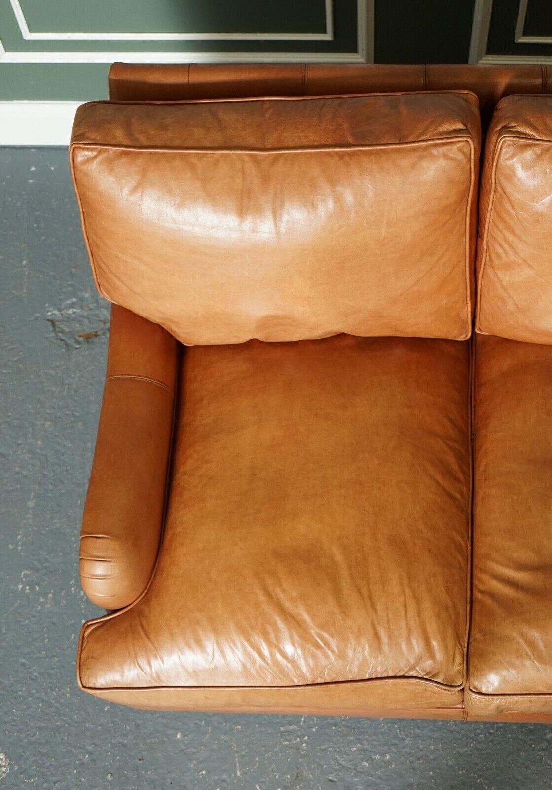 Vintage Tan Leather 2 Seater Howard Style Sofa Duck Feather Filled ...