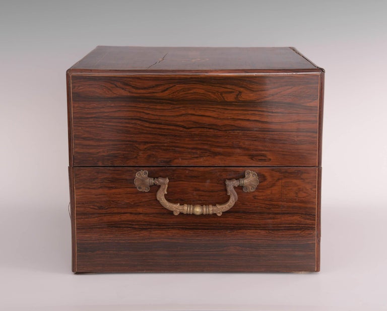 Vintage Tantalus in Inlaid Rosewood Box, circa 1840-50 For Sale at 1stDibs