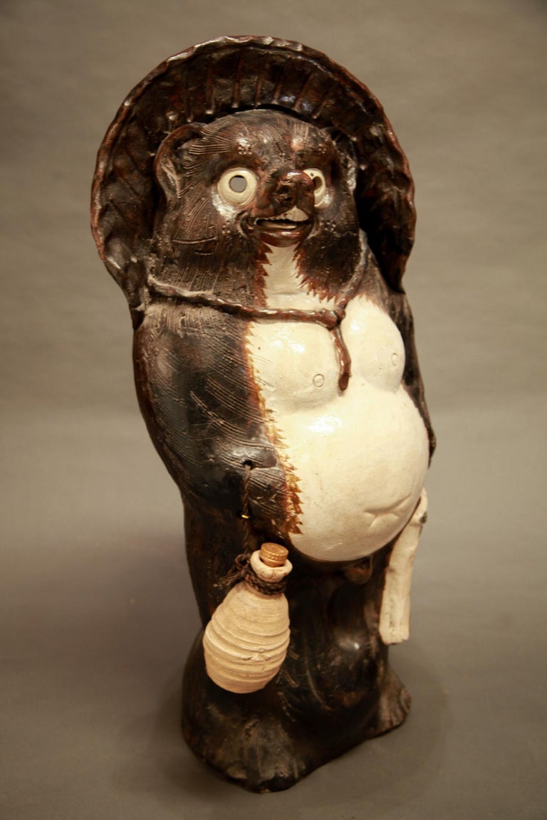 Vintage Tanuki, The Mythical Badger, Shigaraki Ware, Meiji, Early 20th ...
