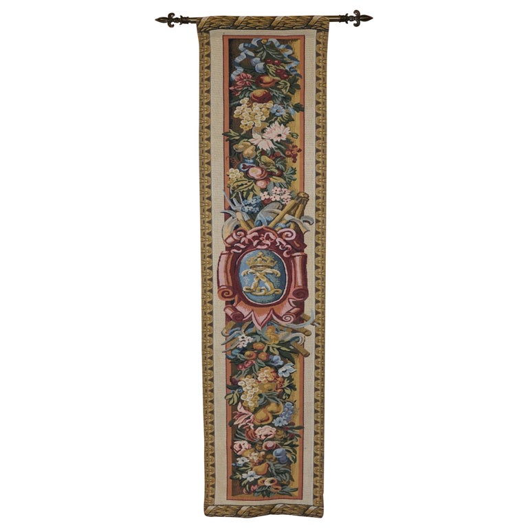 Vintage Tapestry Wall Hanging with Extending Rail, Embroidered Armorial Crest at 1stDibs ...