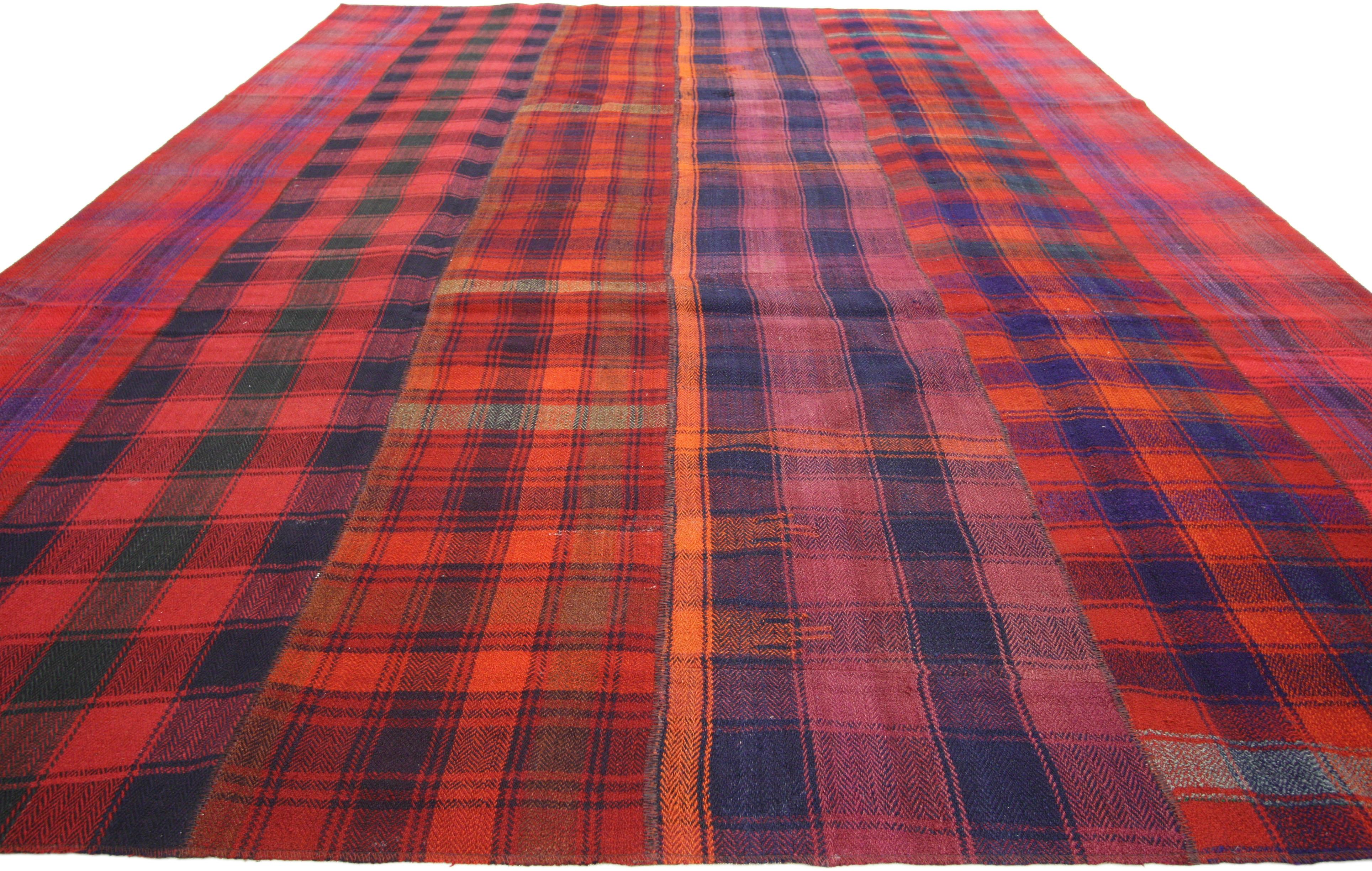 Vintage Plaid Kilim Area Rug with Luxury Lodge Style and Timeless ...