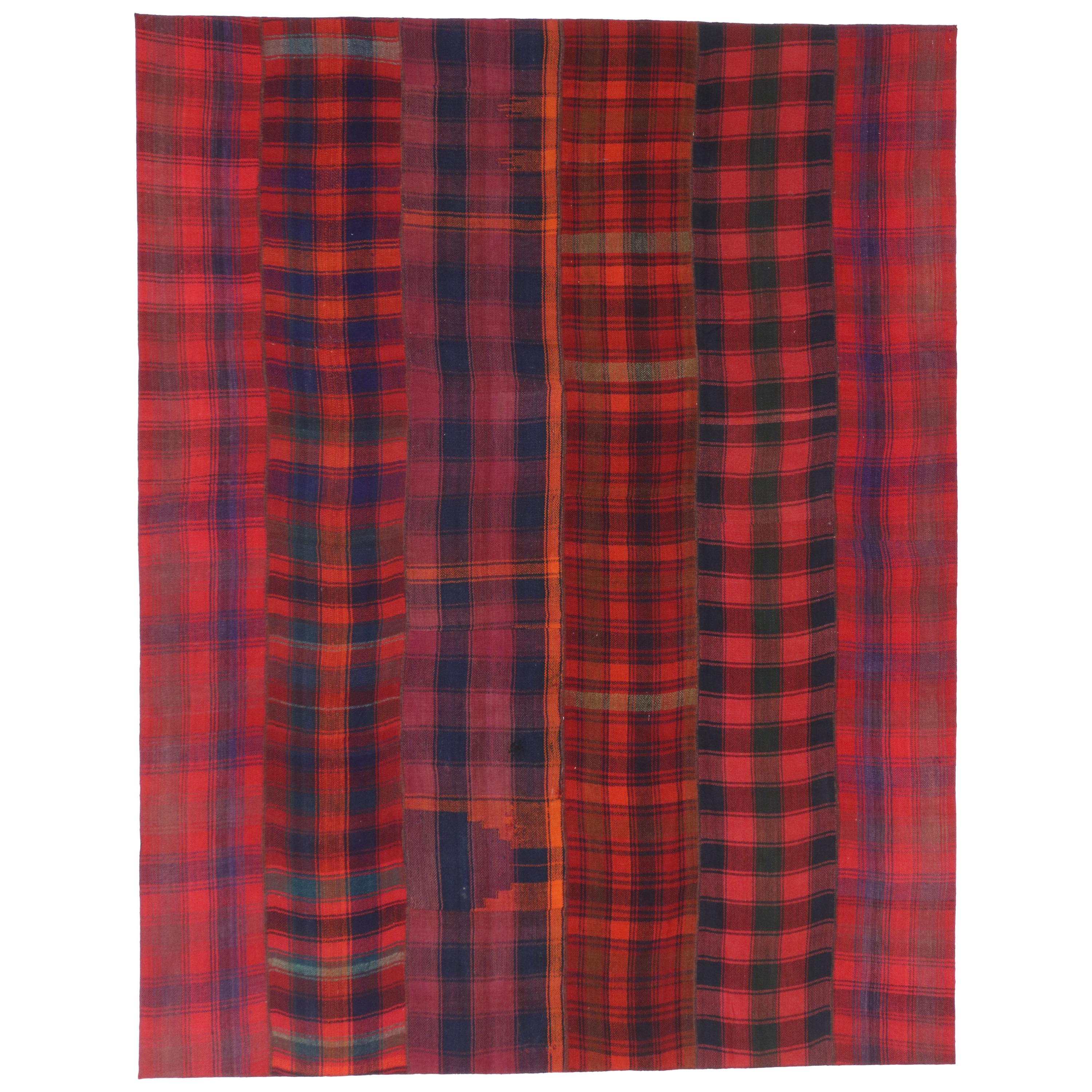 Vintage Plaid Kilim Area Rug with Luxury Lodge Style and Timeless ...