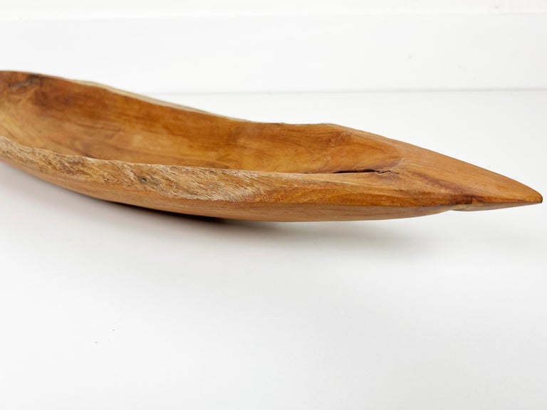 Vintage Teak Live Edge Long Decorative Bowl For Sale at 1stDibs