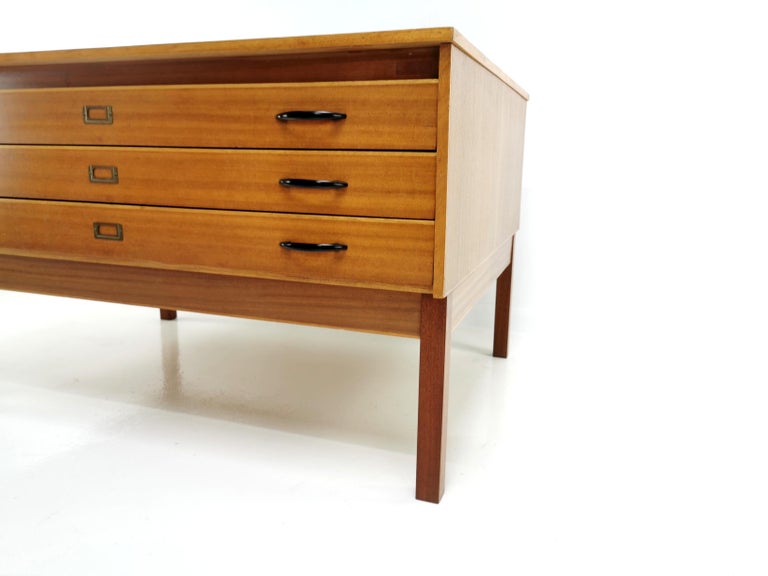 Vintage Teak Plan Chest of Drawers Artists Map Table Midcentury For ...