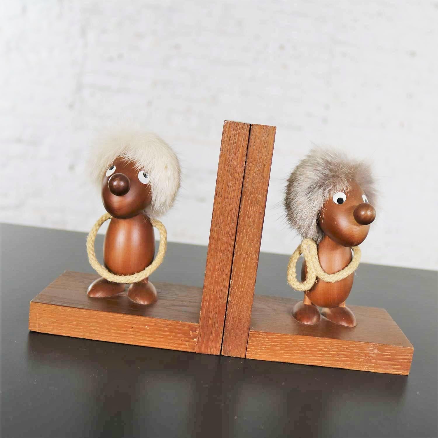Vintage Teak Scandinavian Gonk Troll Tomte Gnome Bookends Style of Hans ...