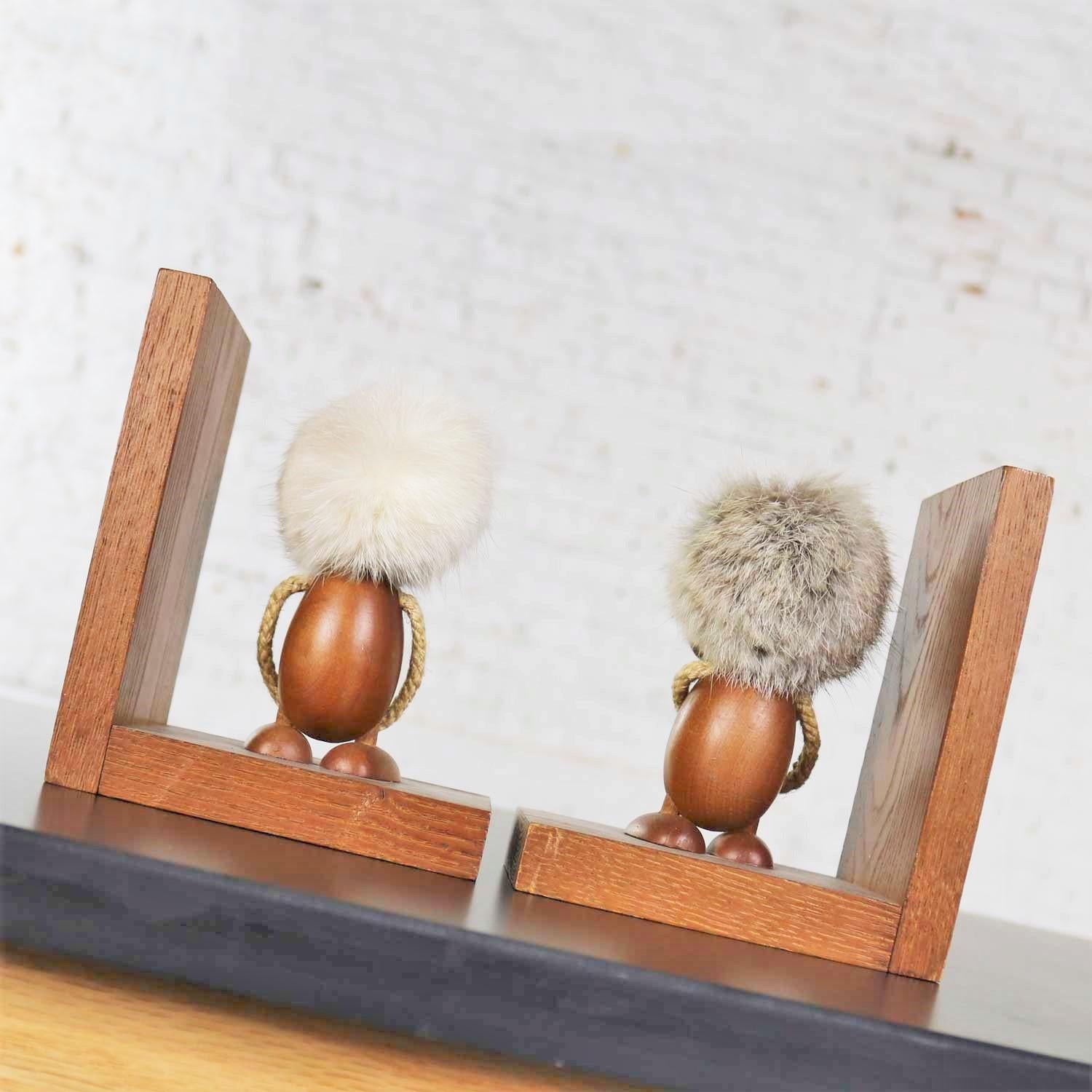 Vintage Teak Scandinavian Gonk Troll Tomte Gnome Bookends Style of Hans ...