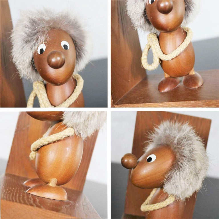 Vintage Teak Scandinavian Gonk Troll Tomte Gnome Bookends Style of Hans ...