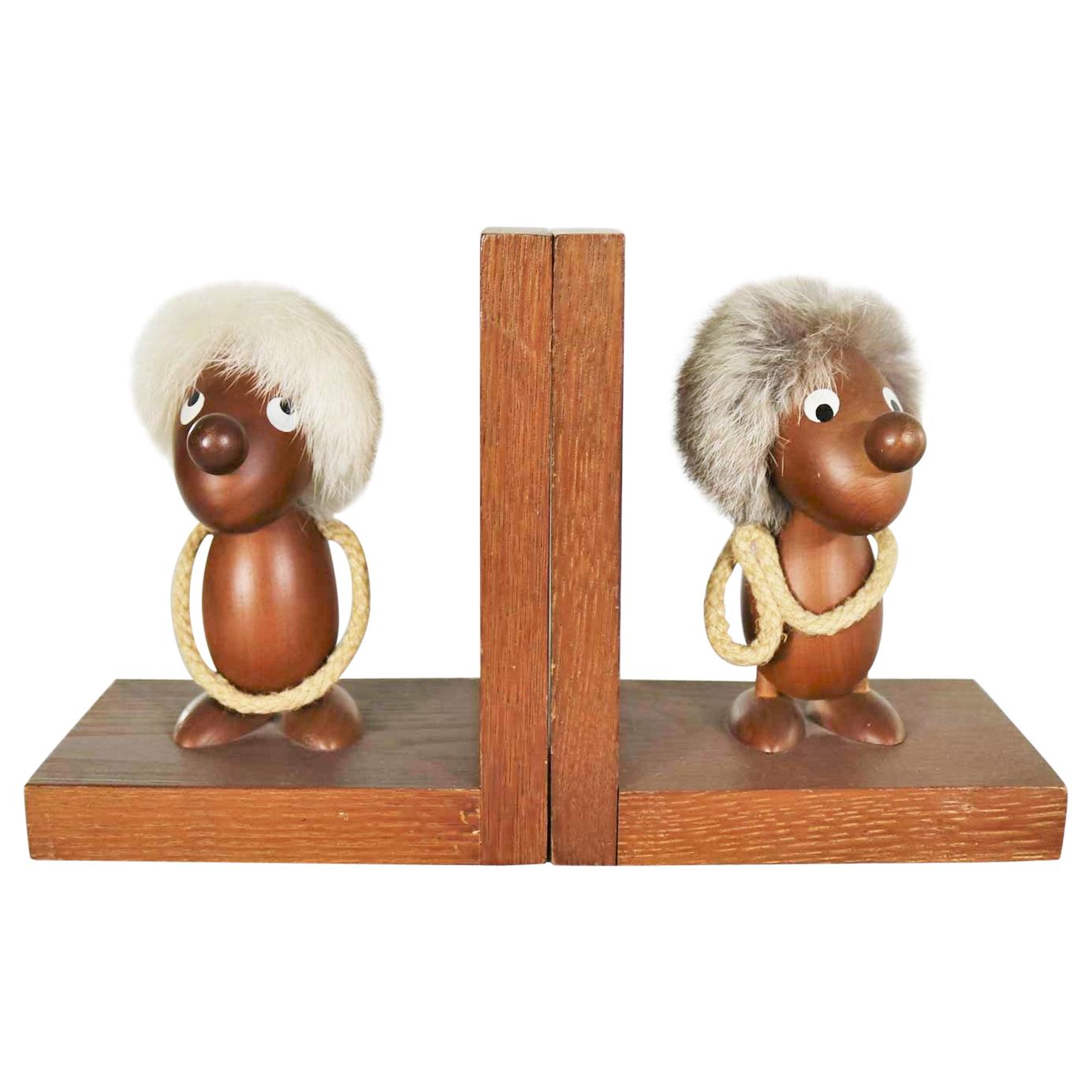 Vintage Teak Scandinavian Gonk Troll Tomte Gnome Bookends Style of Hans ...