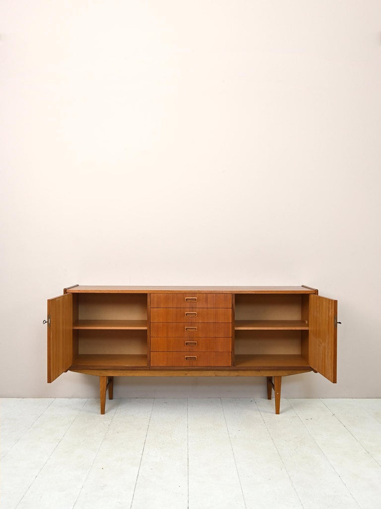 Vintage Teak Sideboard with Hinged Doors For Sale at 1stDibs