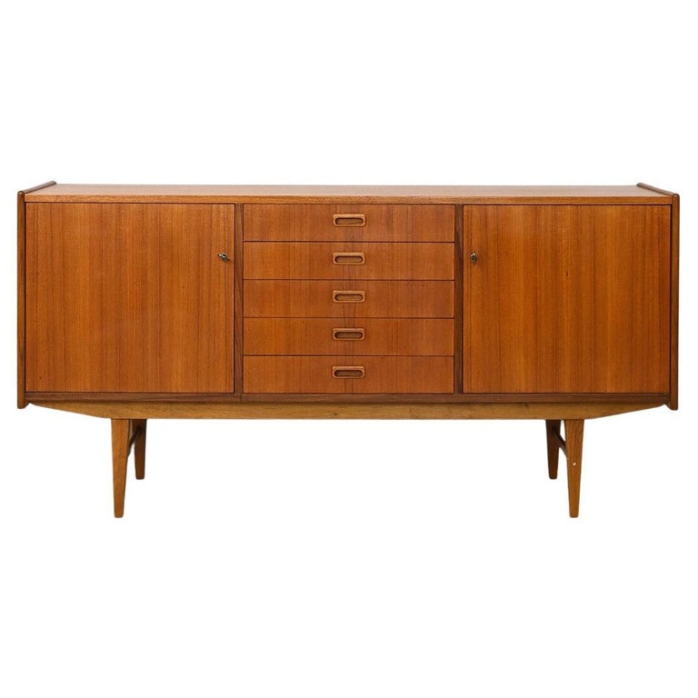 Vintage Teak Sideboard with Hinged Doors For Sale at 1stDibs